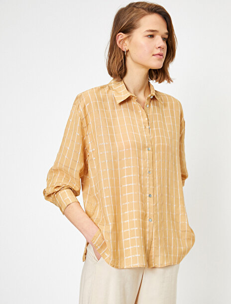 Koton Kadın Uzun Kollu Kareli Gömlek