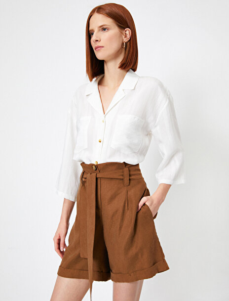 Koton Kadın Cep Detaylı Viskon Gömlek