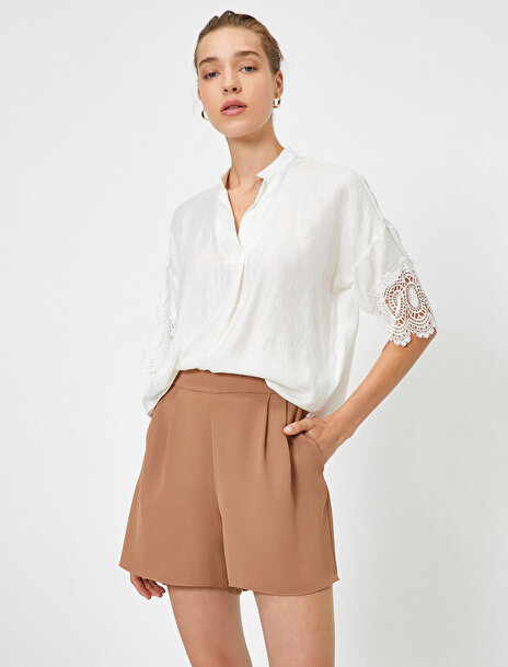 Koton Kadın Dantel Detaylı Kısa Kollu Bluz