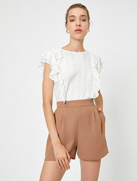 Koton Kadın Dantel Detaylı Kısa Kollu Bluz