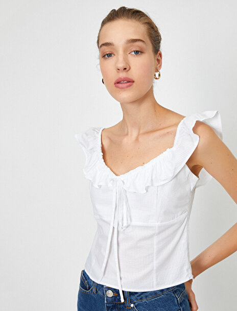 Koton Kadın Fırfırlı Askılı Bluz