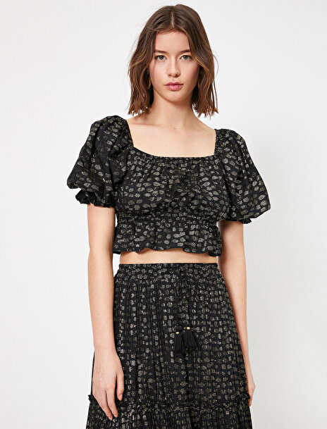 Koton Kadın Desenli Crop Bluz