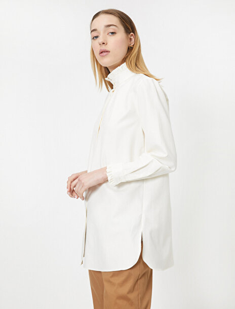 Koton Kadın Yüksek Yaka Uzun Kollu Gömlek Koton Kadın Yüksek Yaka Uzun Kollu Gömlek