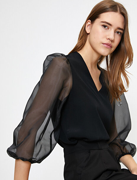 Koton Kadın Organze Balon Kollu Bluz Koton Kadın Organze Balon Kollu Bluz