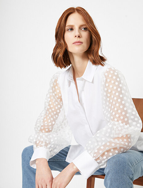 Koton Kadın Organze Balon Kollu Gömlek Koton Kadın Organze Balon Kollu Gömlek