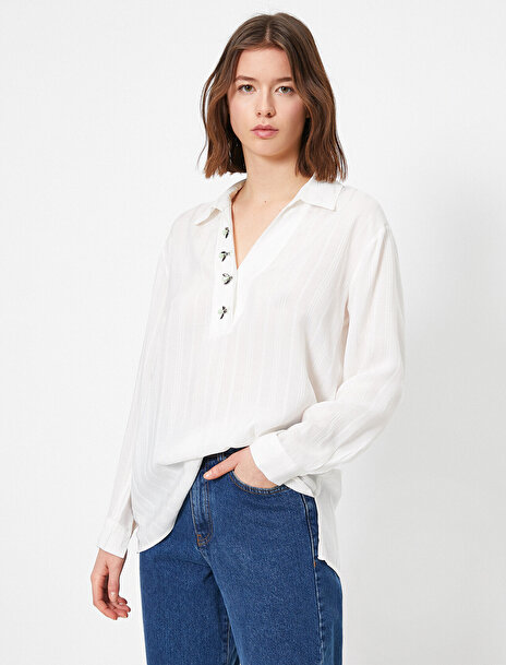 Koton Kadın Uzun Kollu İşleme Detaylı Bluz