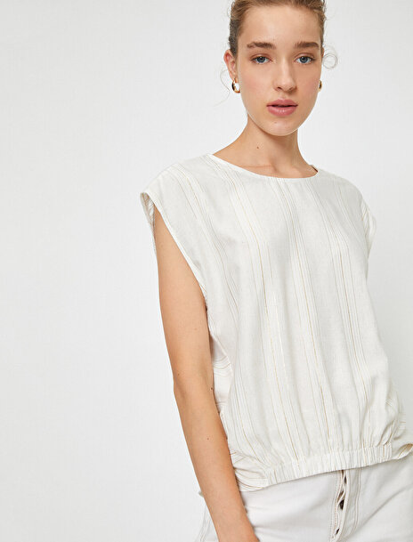 Koton Kadın Lastik Detaylı Kolsuz Bluz