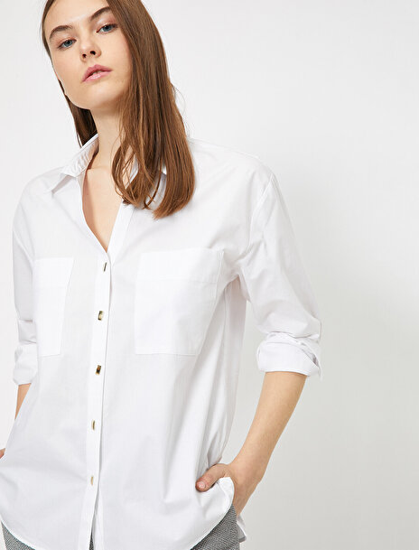 Koton Kadın Uzun Kollu Cep Detaylı Bluz