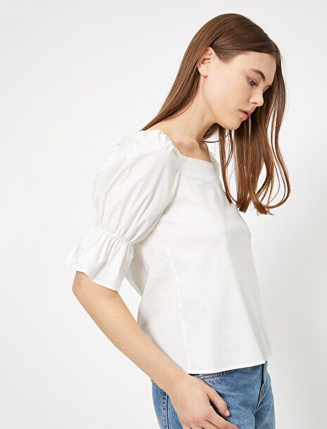 Koton Kadın Poplin Volan Detaylı Bluz