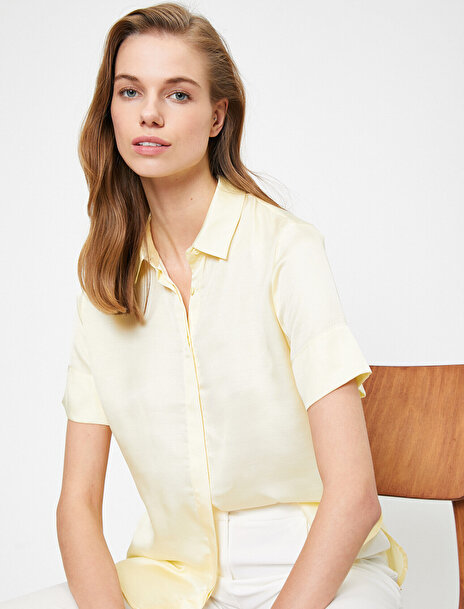 Koton Kadın Klasik Kısa Kol Saten Gömlek