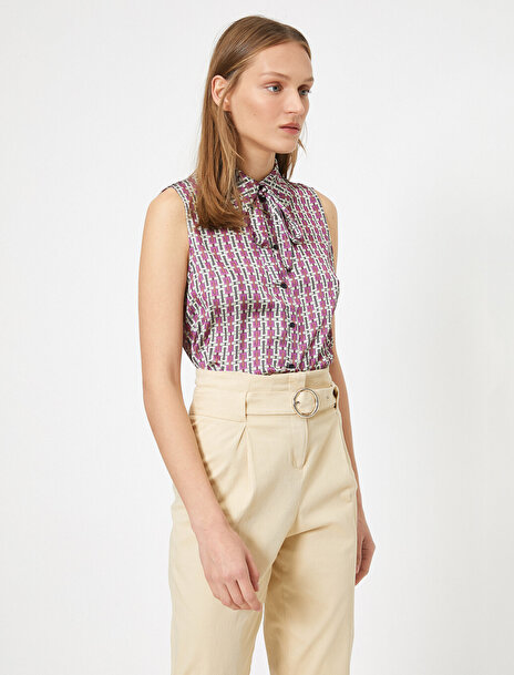 Koton Kadın Desenli Fular Detaylı Gömlek