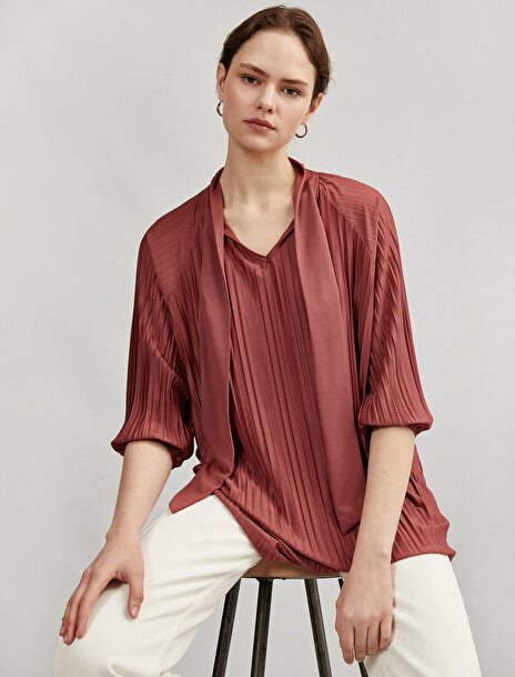 Koton Kadın Fular Yaka Uzun Kollu Tunik