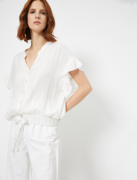 Koton Kadın Beli Bağlamalı Volan Detaylı Gömlek