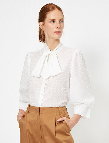 Koton Kadın Fular Yaka Uzun Kollu Gömlek