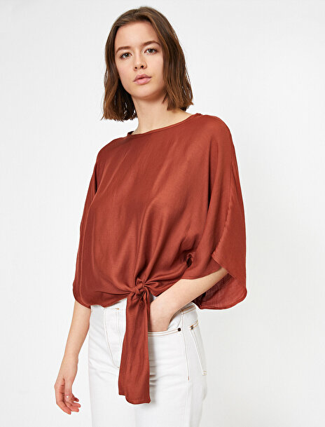 Koton Kadın Beli Bağlamalı Kısa Kollu Bluz