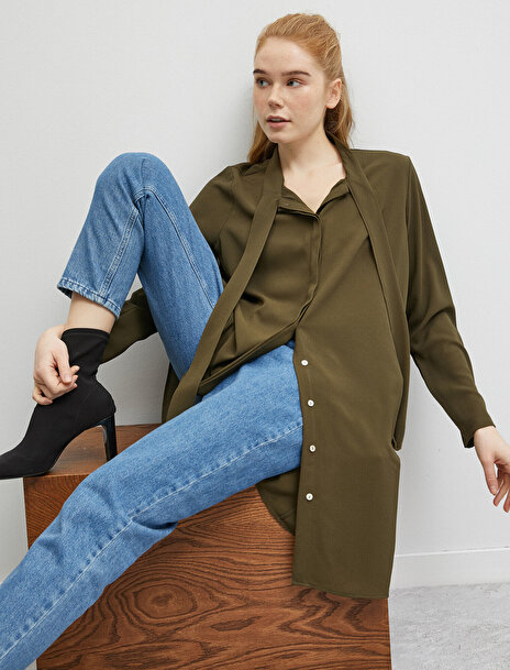 Koton Kadın Yakası Fular Detaylı Tunik