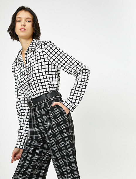 Koton Kadın Uzun Kollu Kareli Gömlek