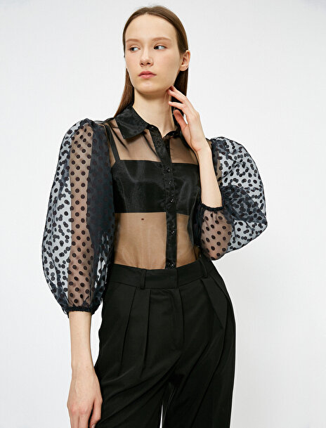 Koton Kadın Organze Balon Kollu Gömlek Koton Kadın Organze Balon Kollu Gömlek