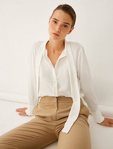 Koton Kadın Uzun Kollu Fular Yaka Gömlek