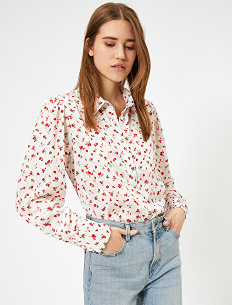 Koton Kadın Çiçek Desenli Saten Gömlek