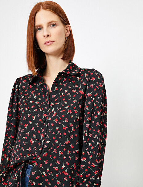 Koton Kadın Çiçek Desenli Saten Gömlek