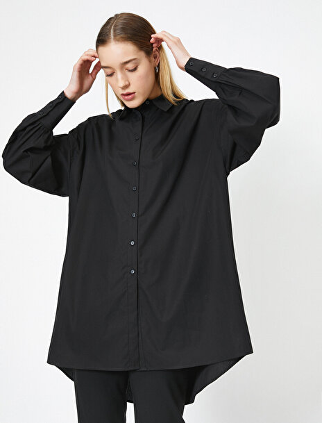 Koton Kadın Gömlek Yaka %100 Pamuk Tunik