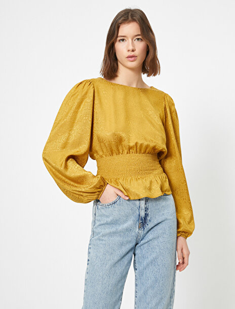 Koton Kadın Uzun Kollu Jakar Gipeli Bluz