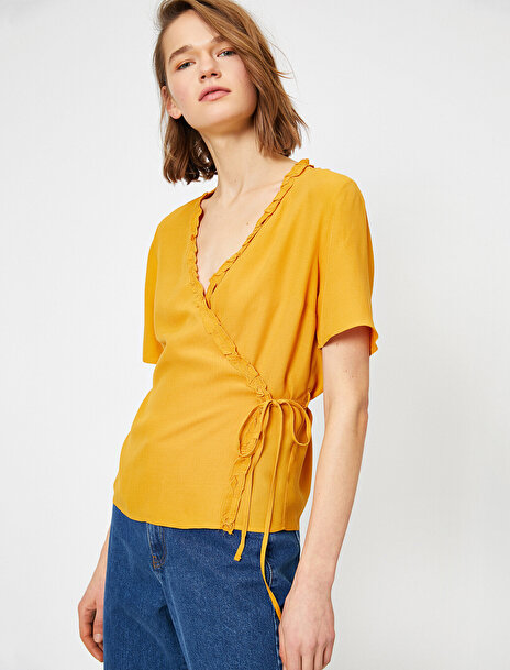 Koton Kadın Kısa Kollu Anvelop Bluz