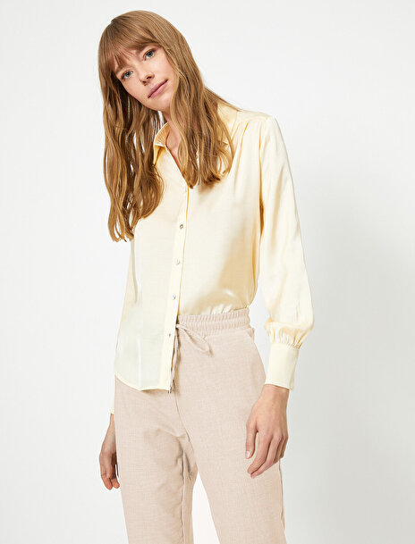 Koton Kadın Uzun Kollu Saten Gömlek