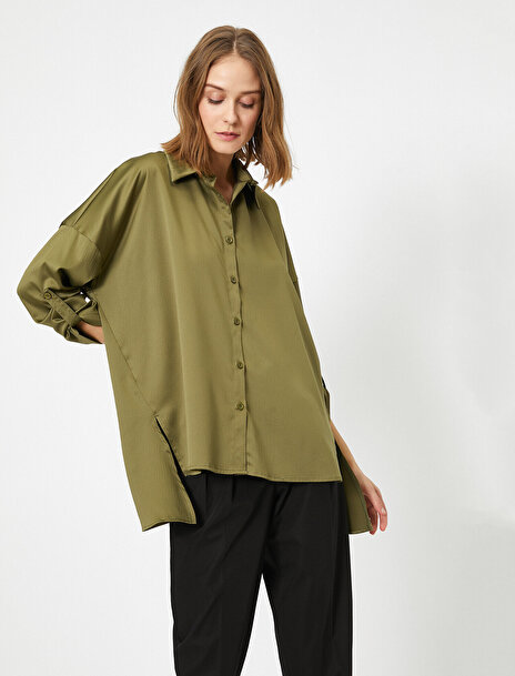 Koton Kadın Uzun Kollu Saten Gömlek