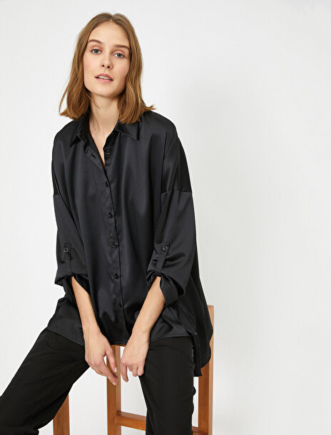 Koton Kadın Uzun Kollu Saten Gömlek