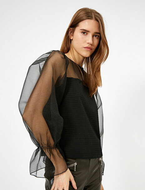 Koton Kadın Organze Kol Detaylı Bluz