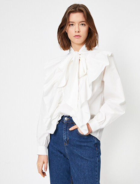 Koton Kadın Volan Detaylı Poplin Bluz