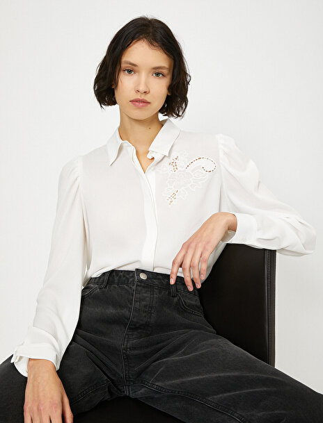 Koton Kadın Fermuar Detaylı Uzun Kollu Gömlek