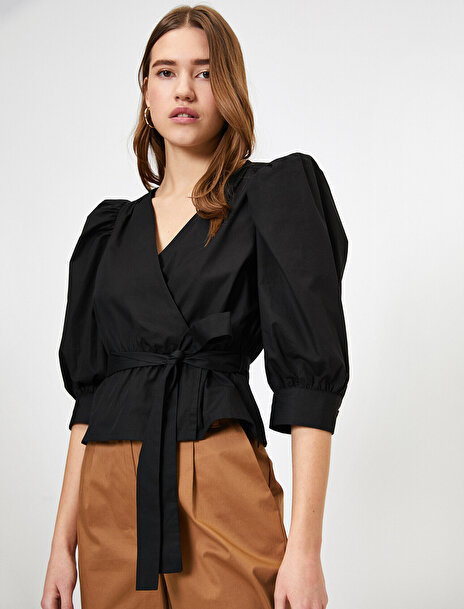 Koton Kadın Balon Kollu Poplin Bluz