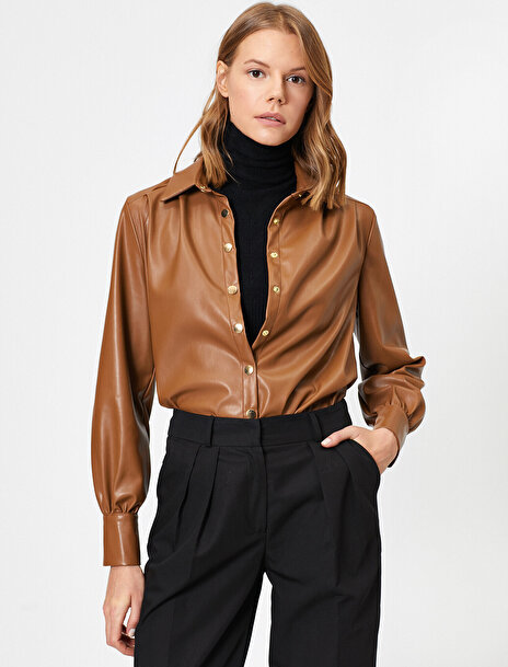 Koton Kadın Suni Deri Gömlek