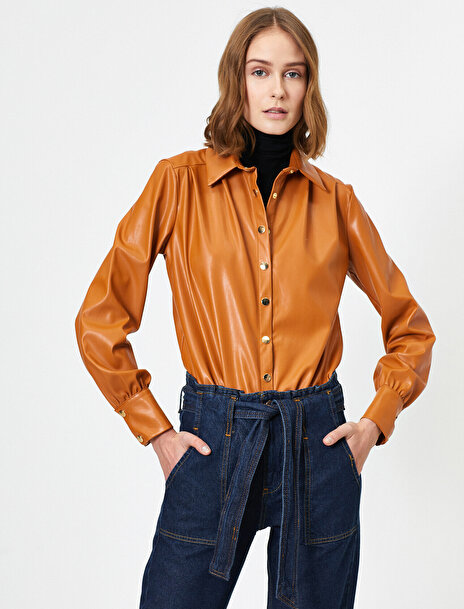 Koton Kadın Suni Deri Gömlek