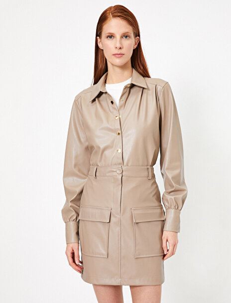 Koton Kadın Suni Deri Gömlek