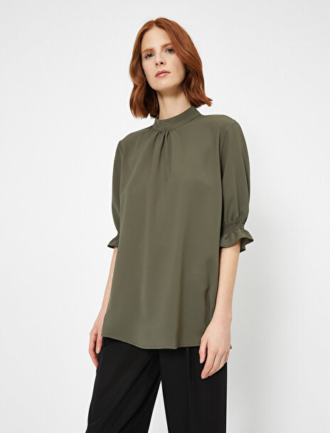 Koton Kadın Dik Yakalı Uzun Kollu Bluz