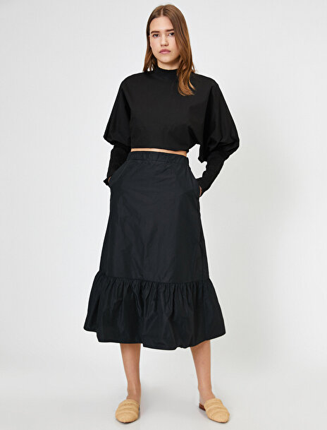 Koton Kadın Kabarık İki Kat Tafta Detaylı Etek