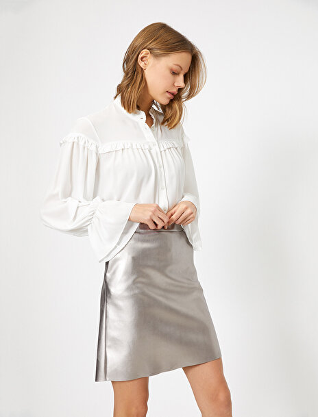 Koton Kadın Parlak A Kesim Mini Etek