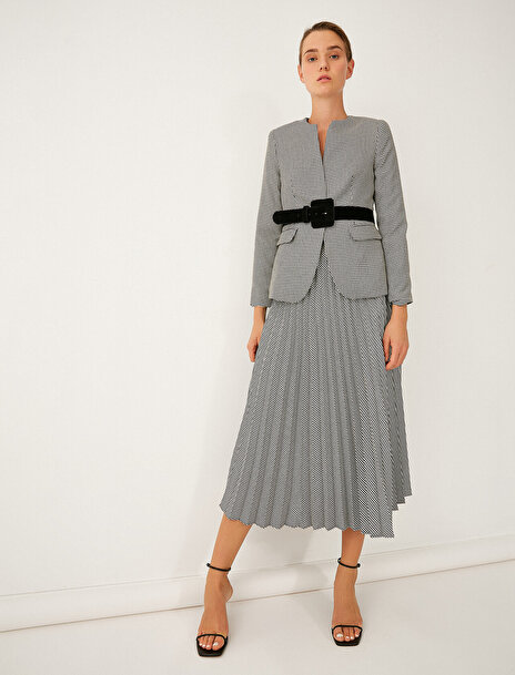 Koton Kadın Pileli Kemerli Midi Etek