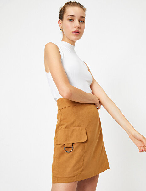 Koton Kadın Polyester Cepli Mini Etek