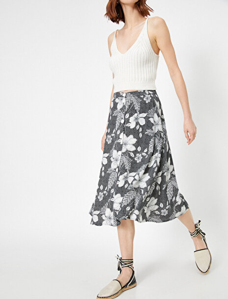 Koton Kadın Desenli Midi Etek