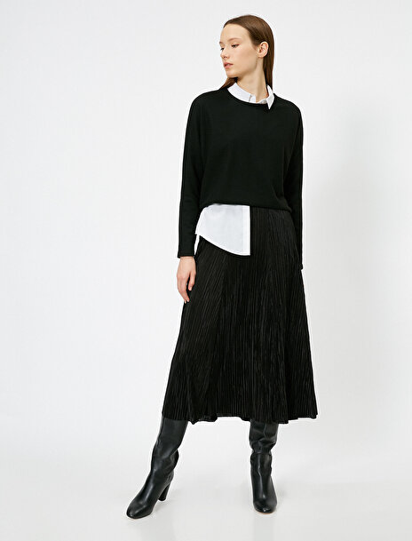 Koton Kadın Piliseli Kadife Midi Etek Koton Kadın Piliseli Kadife Midi Etek