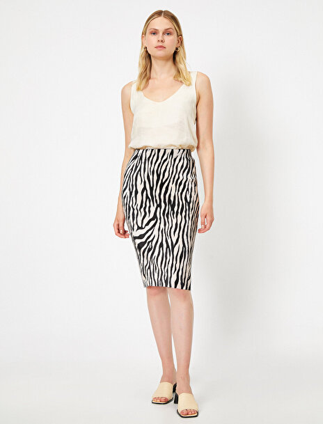 Koton Kadın Zebra Desenli Etek