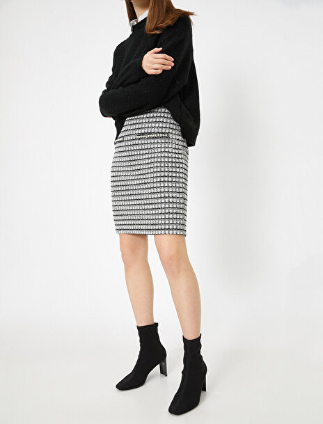 Koton Kadın İnci Düğme Detaylı Tüvit Etek