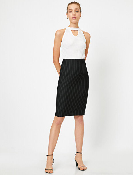 Koton Kadın Çizgili Kalem Etek