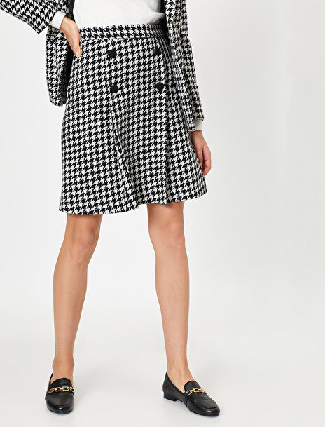 Koton Kadın Kazayağı Desenli Tüvit Etek