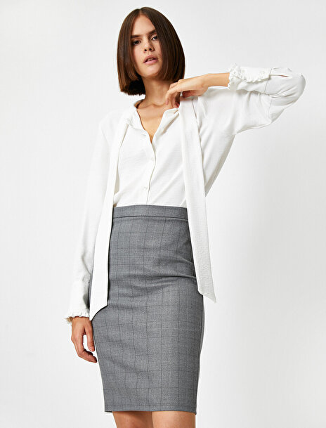 Koton Kadın Ekoseli Kalem Etek